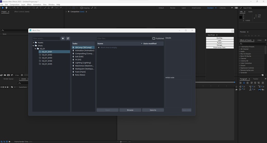 Unable to save workfiles in afterEffects & photoshop - General - Ynput community