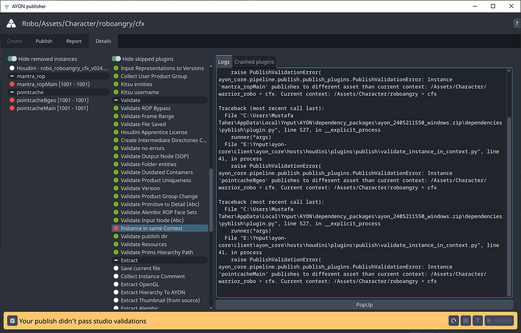 Pyblish Plugins Debugging - Community Guides - Ynput community
